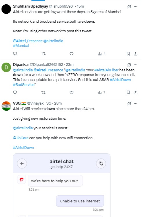 Jio-Airtel Outage: नहीं चल रहा इंटरनेट, हजारों जियो और एयरटेल यूजर्स परेशान! - Airtel Jio Outage ...